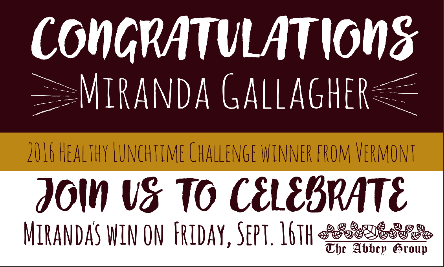 Congratulations Miranda Gallagher on winning the Healthy Lunchtime ...